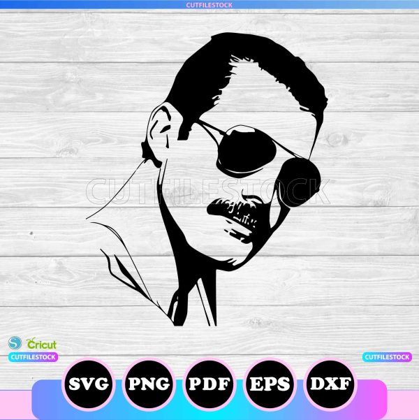 Freddie Mercury Face Svg, Png, Cricut, Portrait Queen Svg