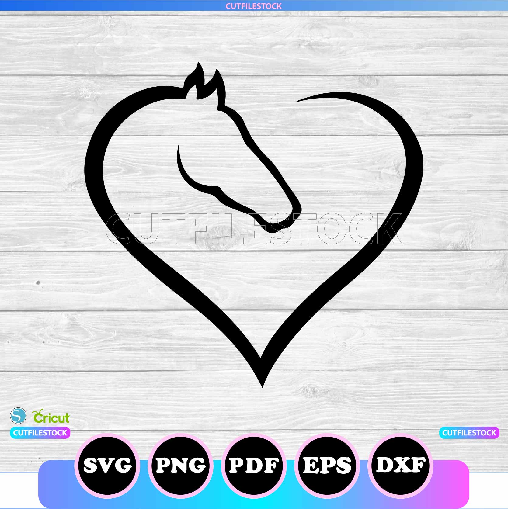 Horse Heart Svg Outline, Png, Dxf, Cricut, Love Horse Svg