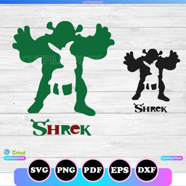 Shrek Svg Silhouette, Png, Dxf, Eps, Cricut, Shrek and Donkey Svg