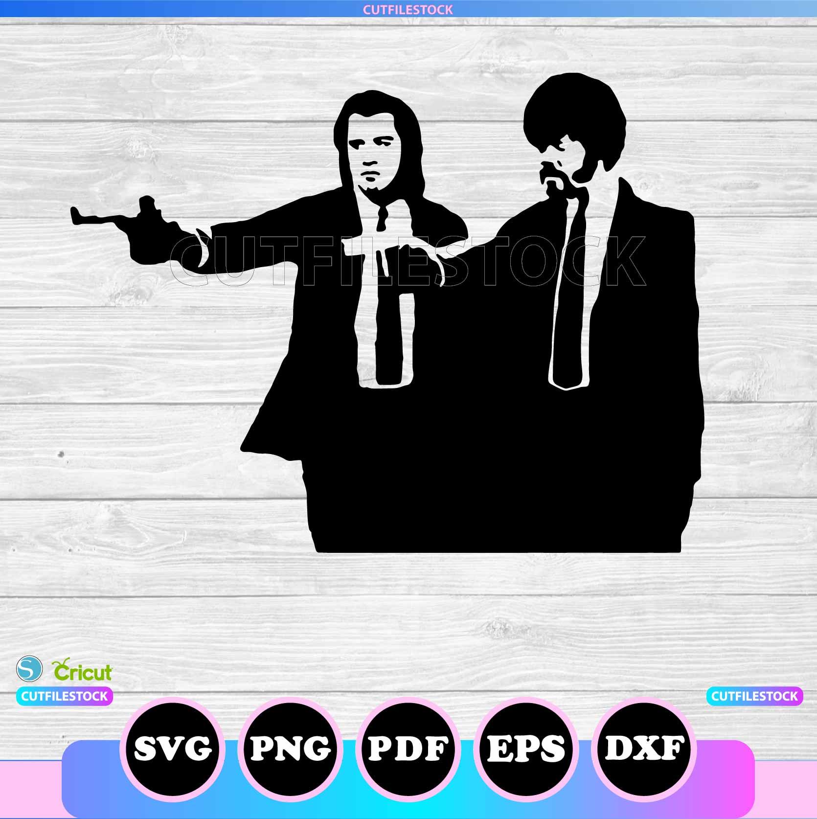 John Travolta And Samuel L Jackson Svg Silhouette ,Png, Cricut,