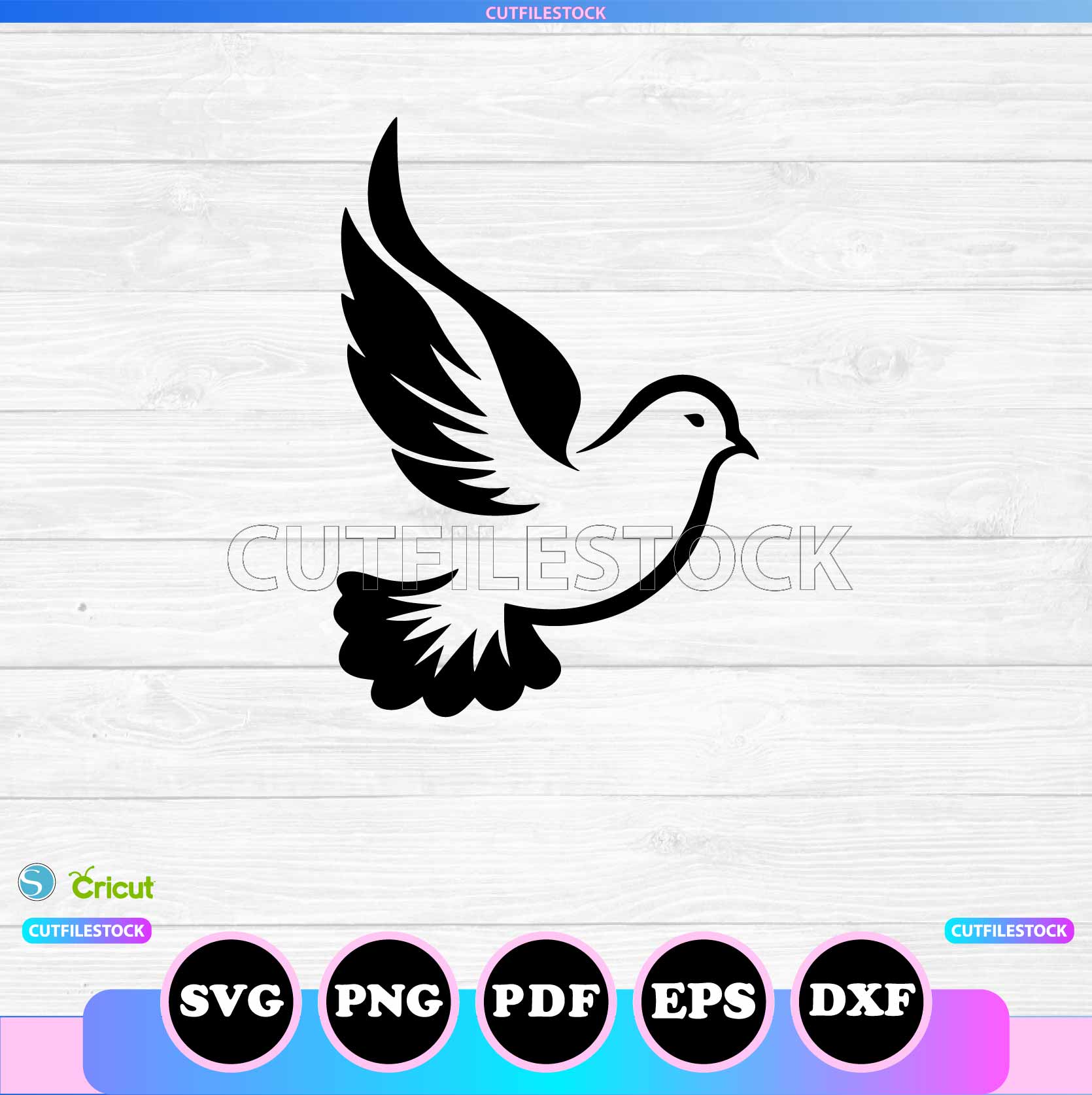 Dove Bird Svg, Png, Dxf, Flying Dove Svg, Peace Dove Svg File