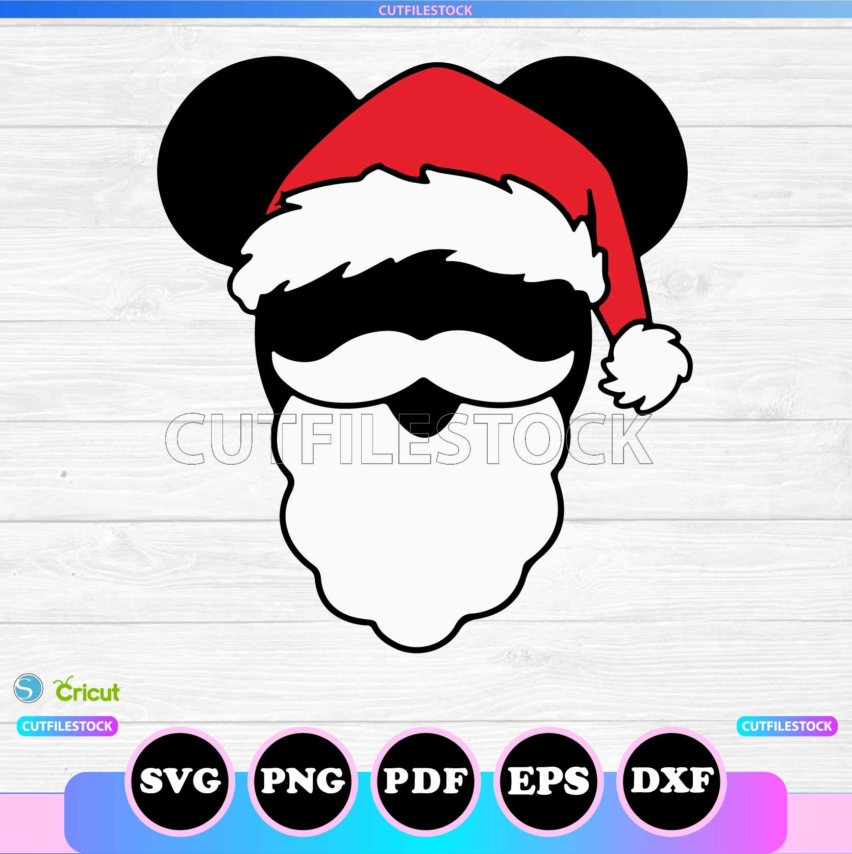 Santa Hat Mickey Svg, Png, Cricut, Santa Mickey Mouse Svg