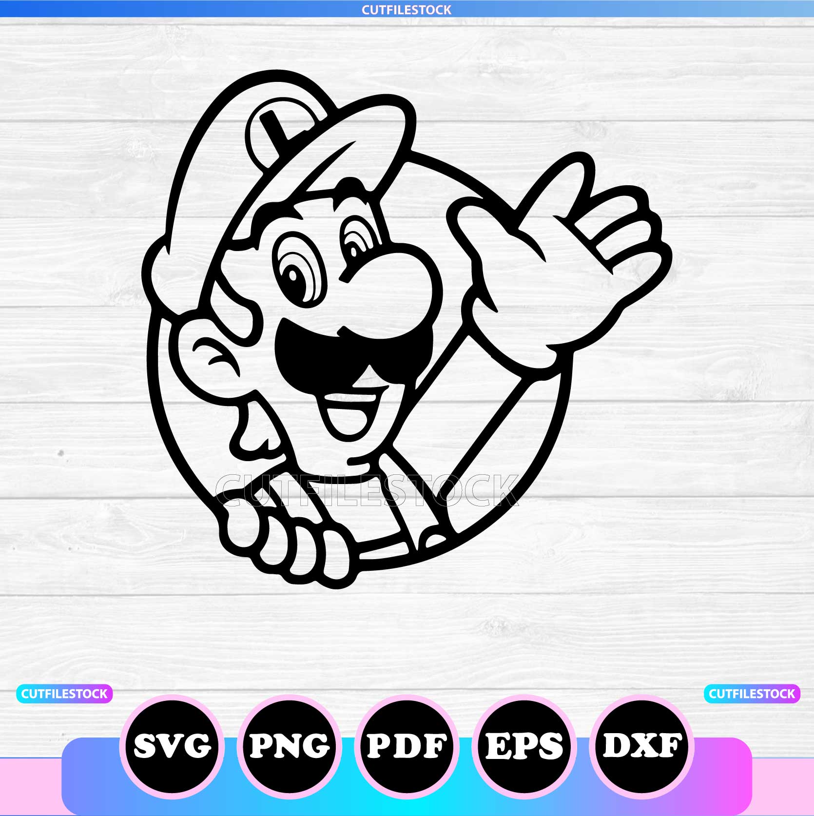 Luigi Head Svg, Png, Dxf, Eps, Pdf, Gamer, Luigi Head Outline Svg
