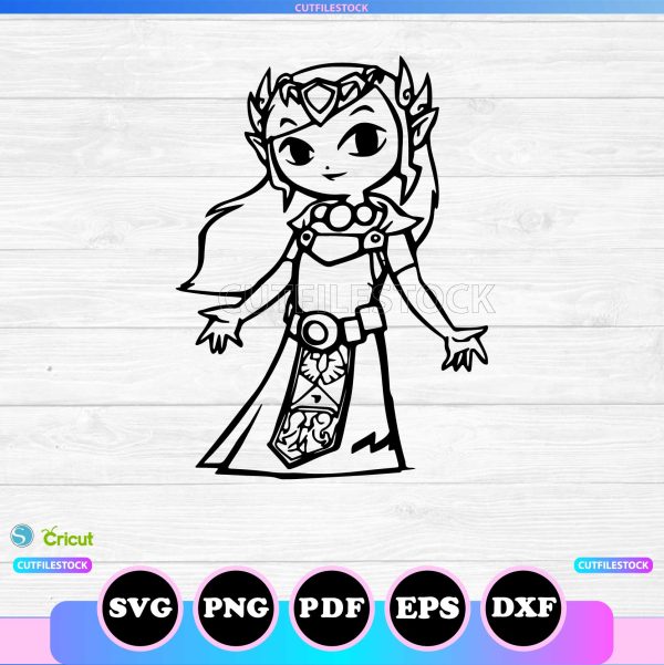 Princess Zelda Svg, Png, Dxf, Eps, Pdf, Princess Zelda Outline Svg