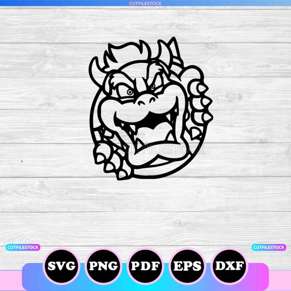 Bowser Svg Png, Dxf, Eps, Pdf, Printable, Bowser Head Outline Cut File