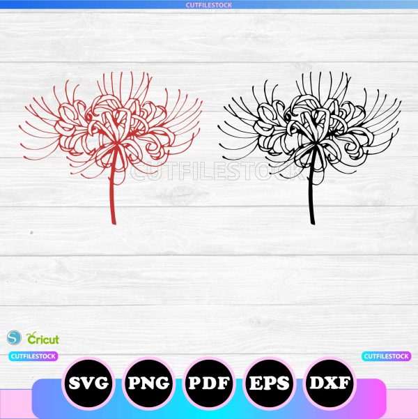 Spider Lily Flower Svg, Png, Dxf, Eps, Pdf, Japanese Anime Flower