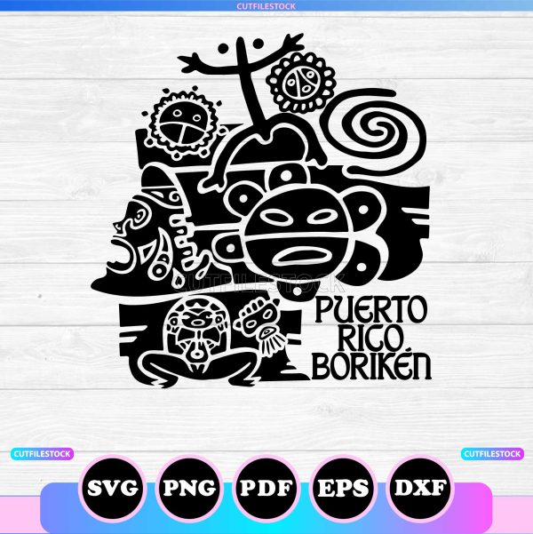 Puerto Rico Taino Symbols Svg, Png, Dxf, Eps, Pdf, Taino Svg