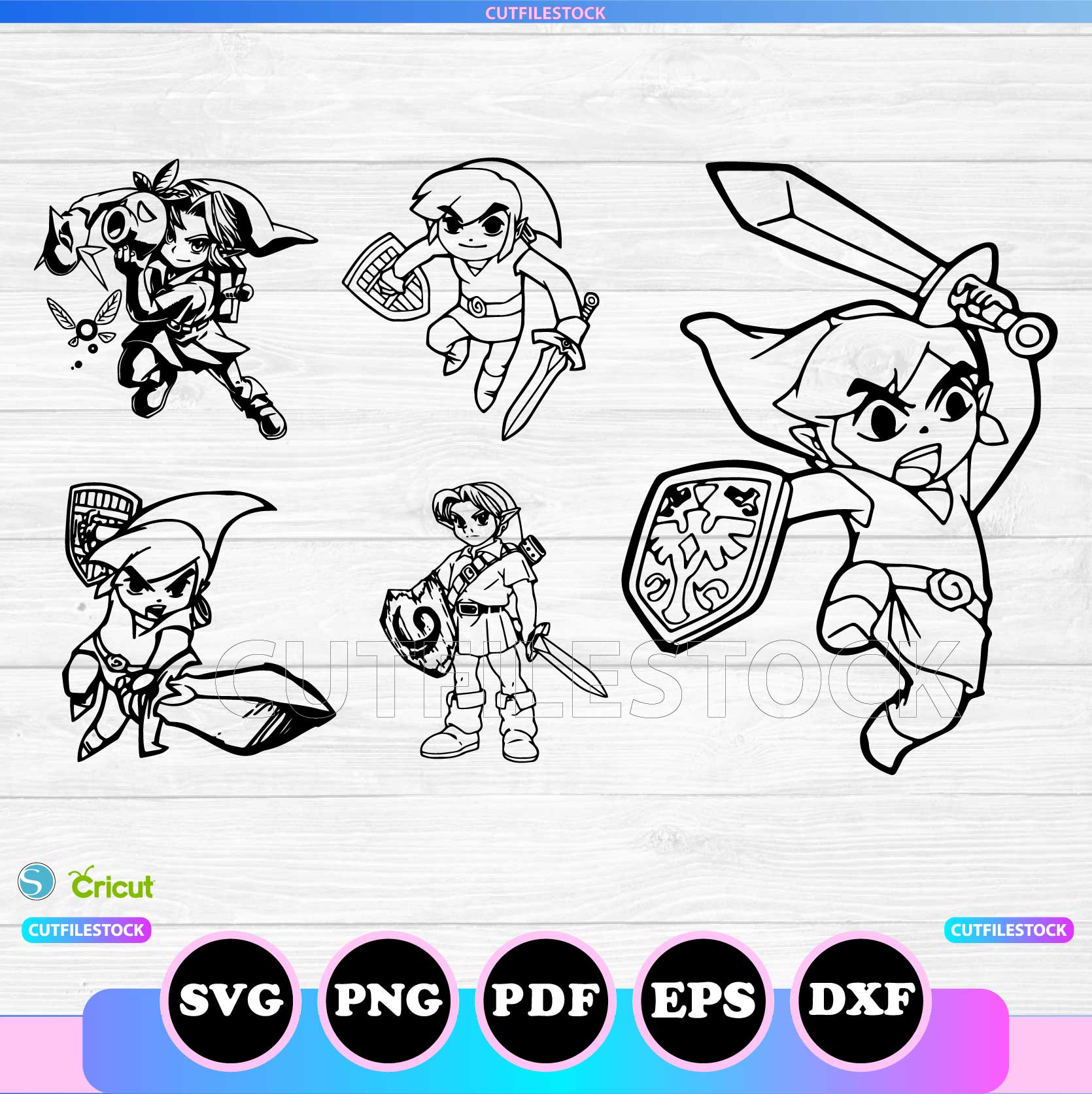 Legend Of Zelda Link Svg, Png, Link Character Outline Svg Bundle