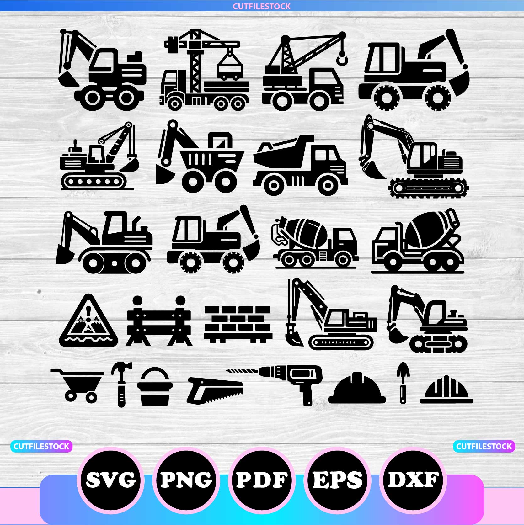 Construction Svg, Png, Silhouette Construction Trucks Bundle Svg