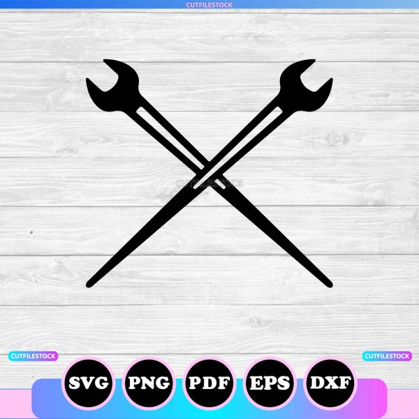 Crossed Spud Wrenches Svg, Png, Dxf, Eps, Pdf, Ironworker Svg