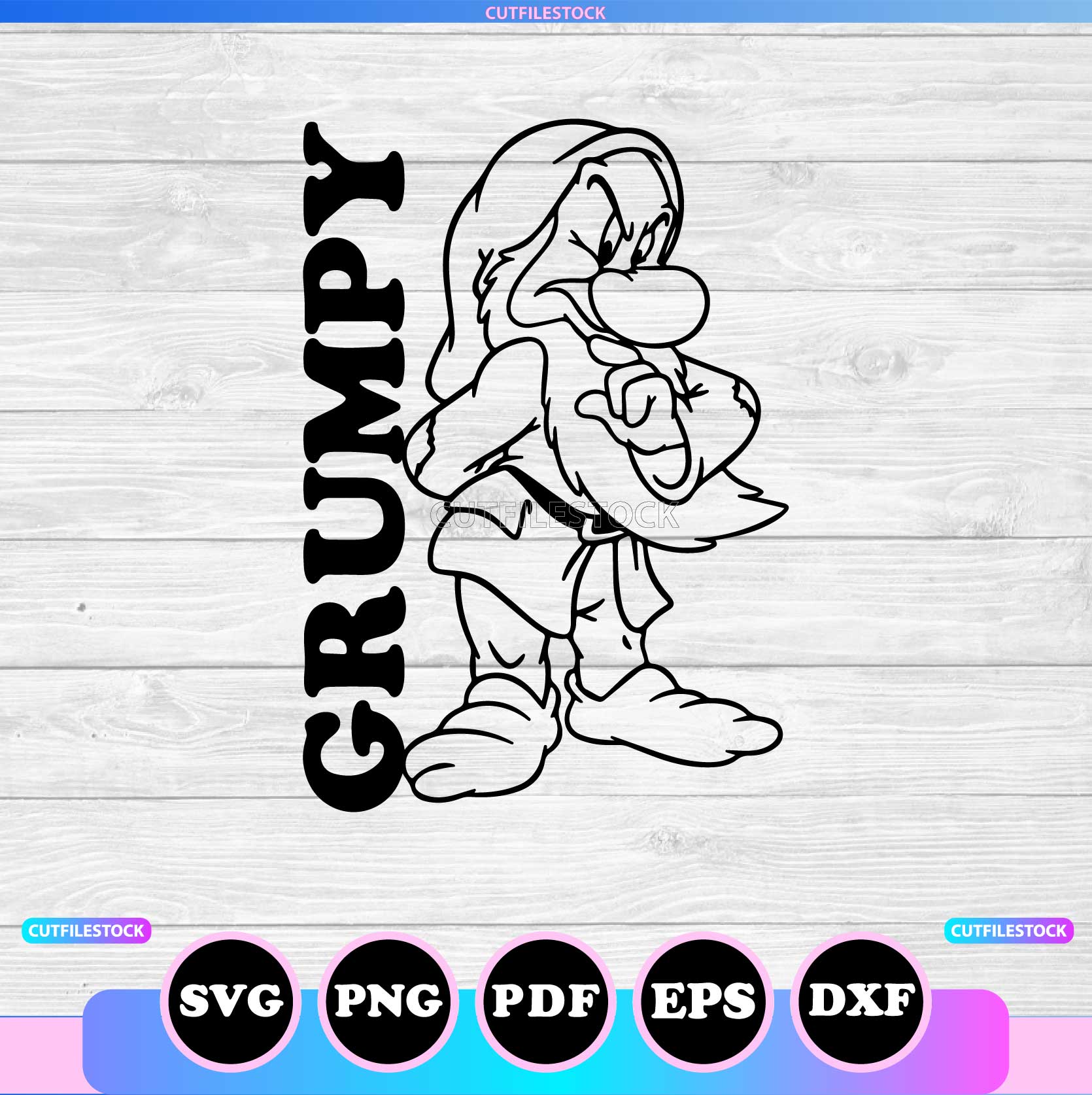 Drumpy Dwarf Svg, Png, Dxf, Eps, Pdf, Cartoon Dwarf Outline Svg