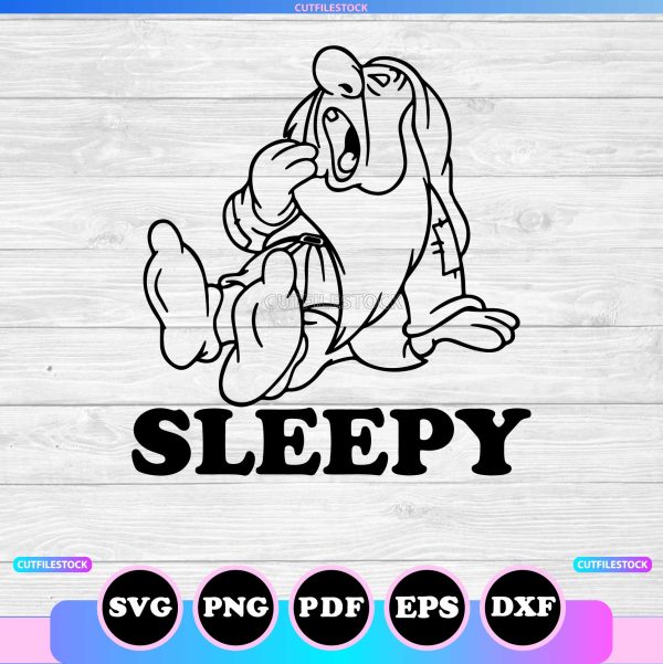 Sleepy Dwarf Svg, Png, Dxf, Eps, Pdf, Cartoon Dwarf Outline Svg