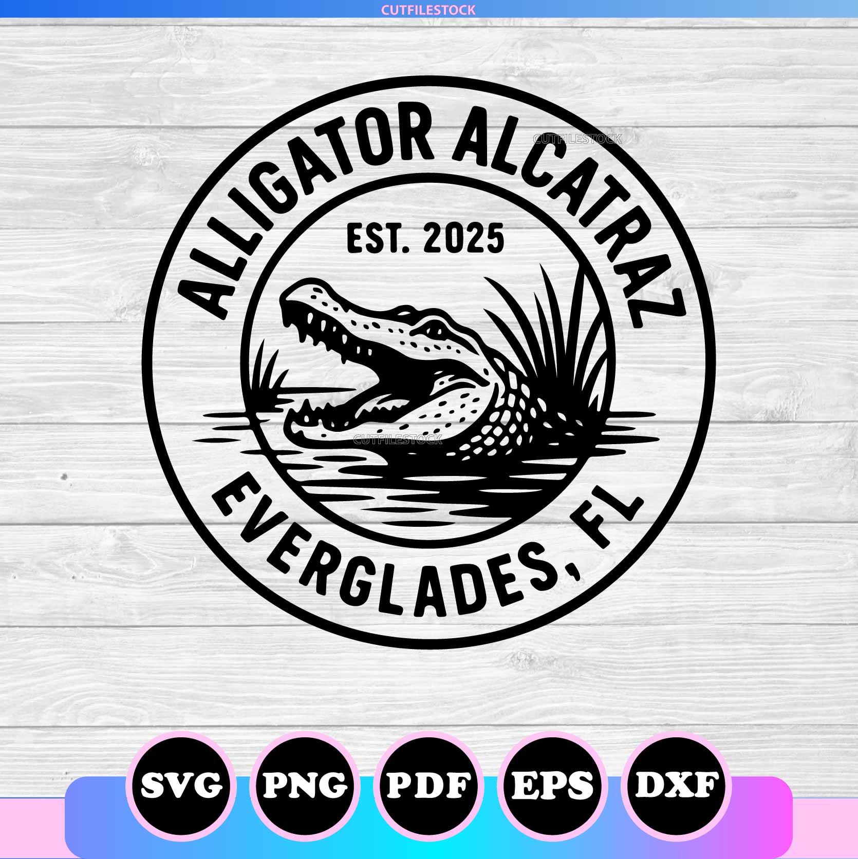 Aligator Alcatraz Svg, Png, Laser, Silhouette, Cricut, Gato Design