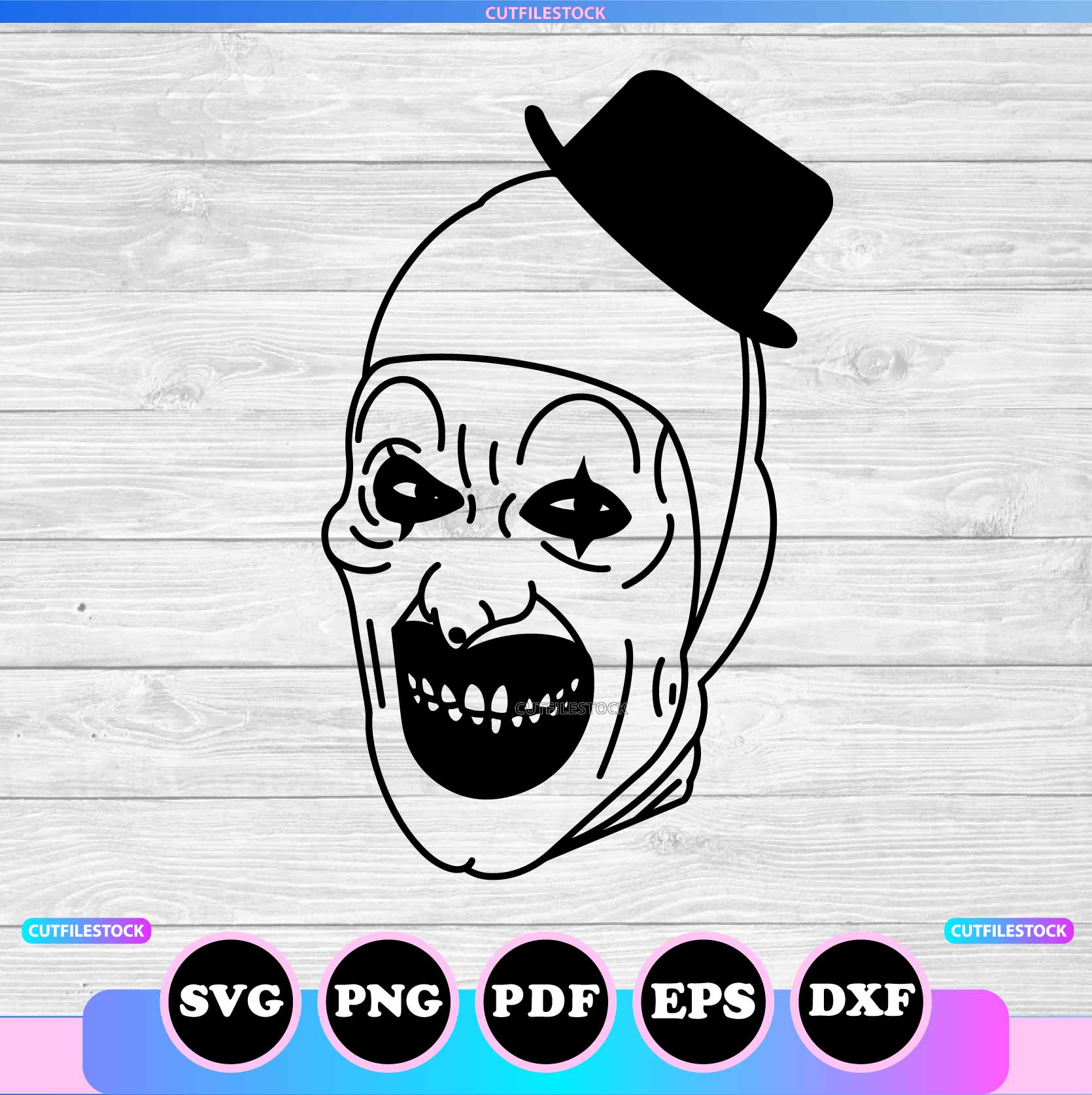 Terrifier Outline Svg, Png, Horror Terrifier Clown Svg, Silhouette, Cricut